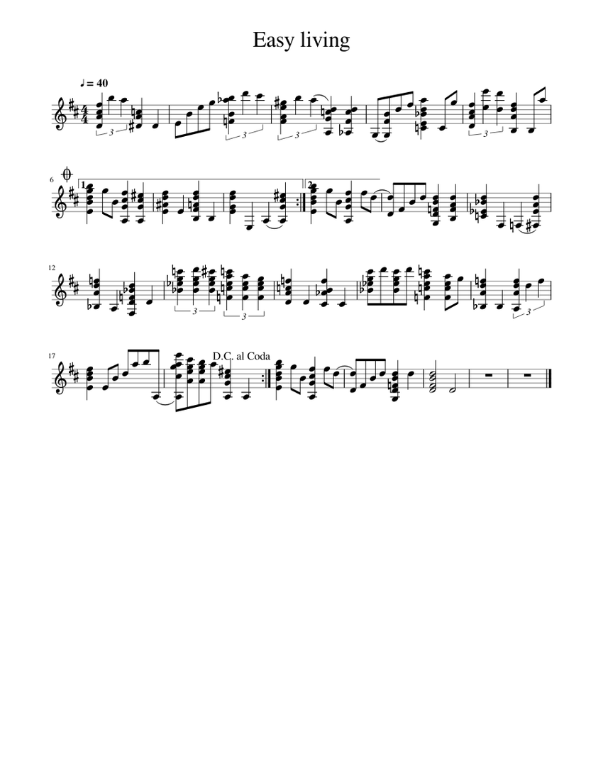 Easy living Sheet music for Piano (Solo) | Musescore.com