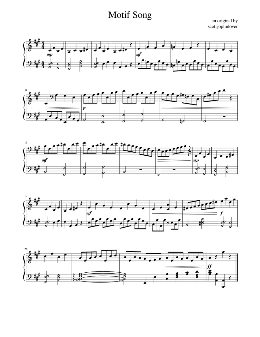 Motif Song Sheet music for Piano (Solo) Easy | Musescore.com