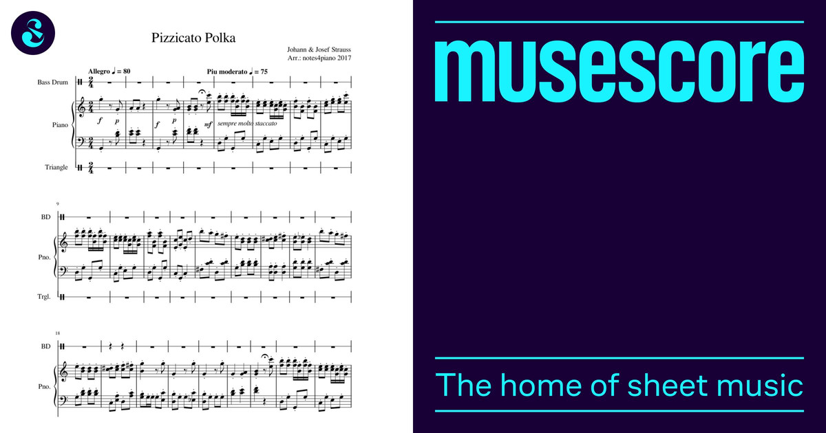 Pizzicato Polka (Bass Drum + Triangle) Sheet Music for Piano, Strings ...