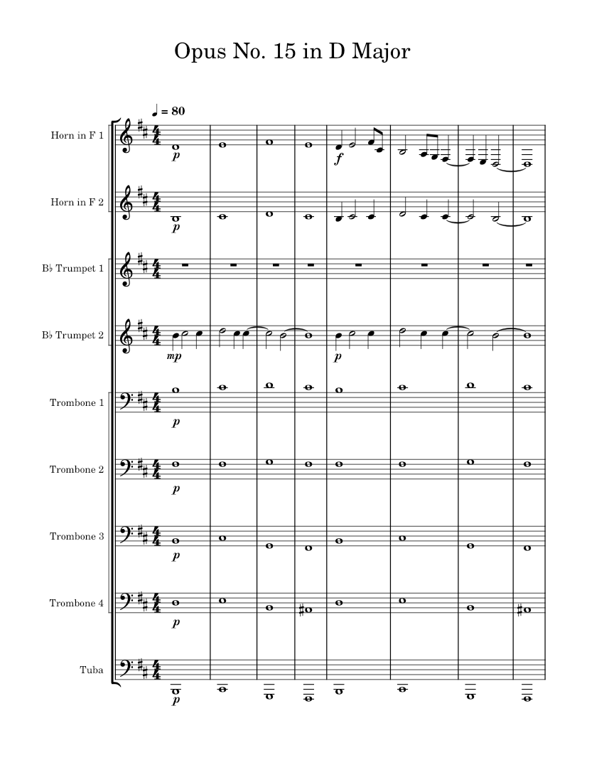 Opus No. 15 in D Major - Logan Schwab Sheet music for Trombone, Tuba ...