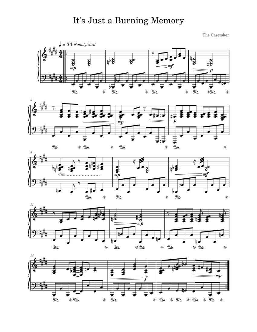 It's Just a Burning Memory Sheet Music for Piano (Solo) | MuseScore.com