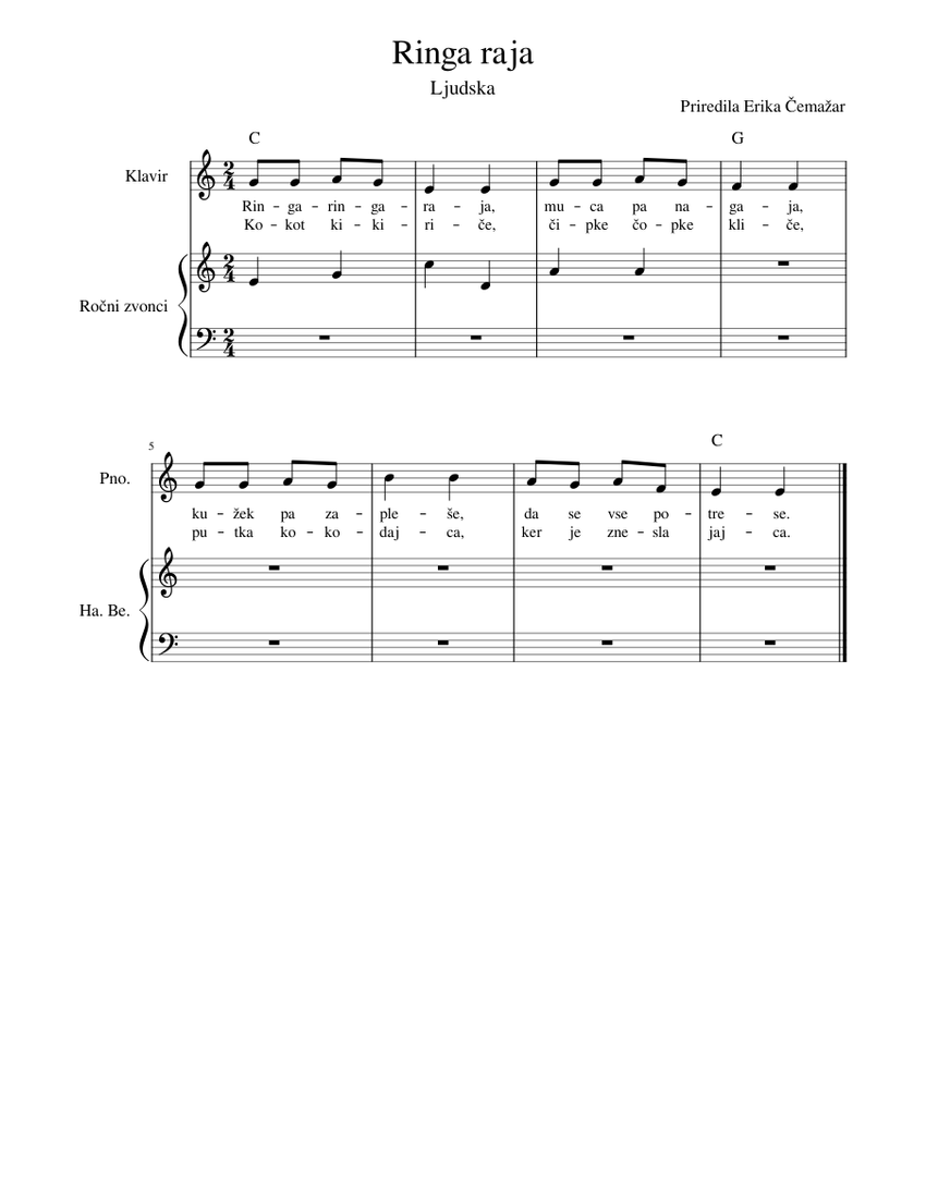 Ringa raja (prava) Sheet music for Piano, Handbells (Mixed Duet ...
