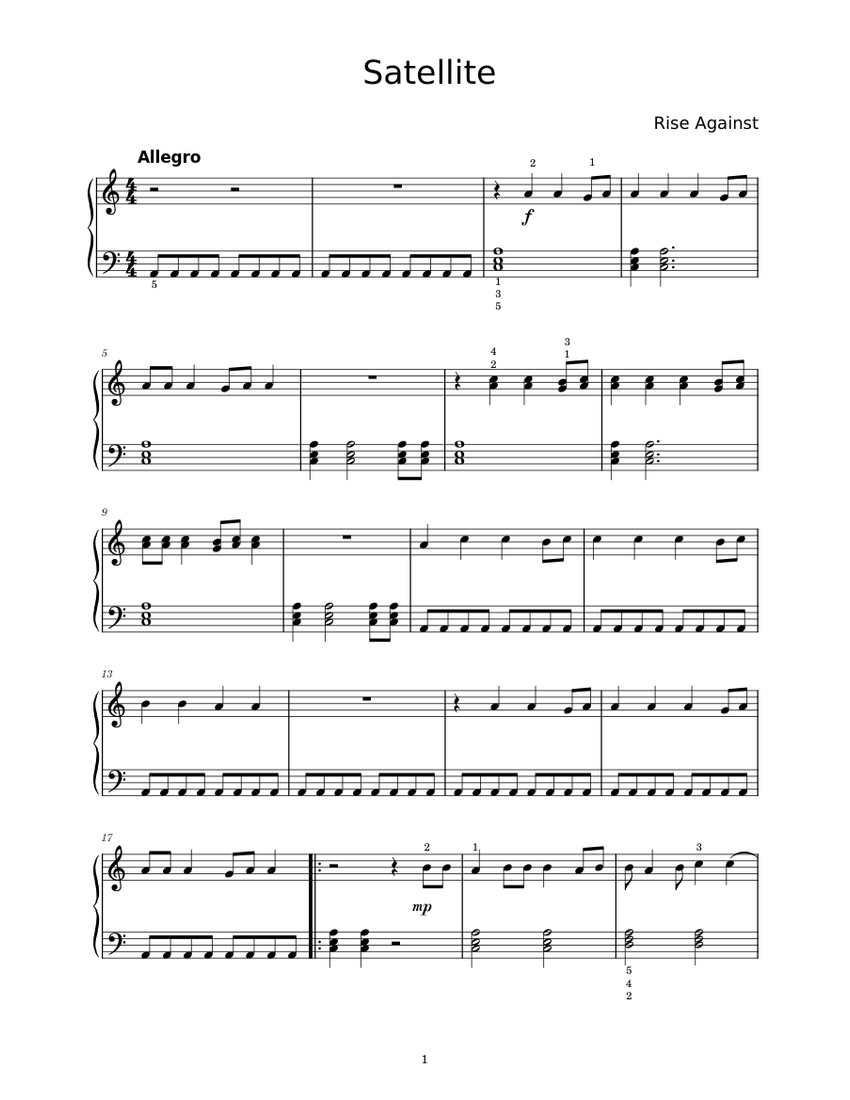 Satellite – Rise Against Satellite - Rise Against (Easy Version ...