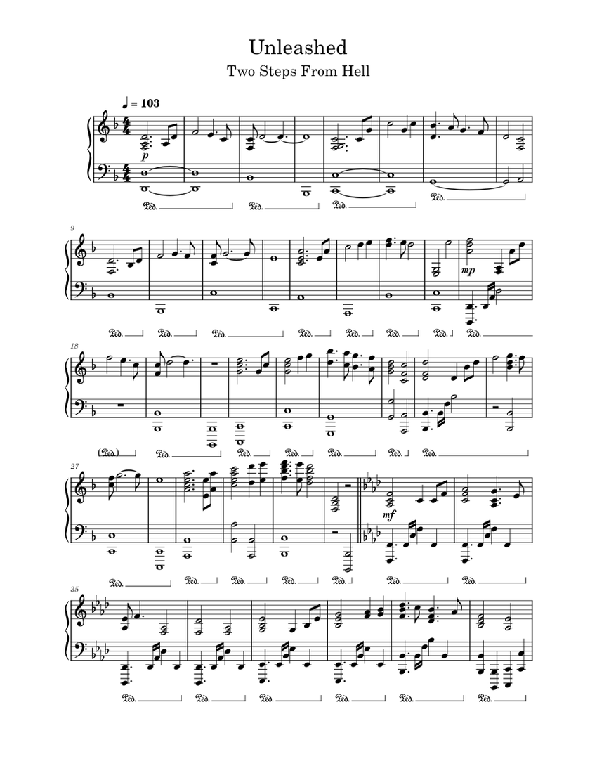 Unleashed – Two Steps From Hell Sheet music for Piano (Solo ...