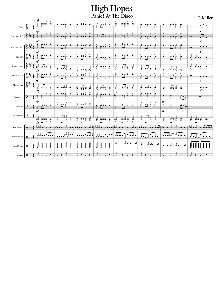 High Hopes Sheet music for Trombone, Tuba, Flute, Clarinet in b-flat ...