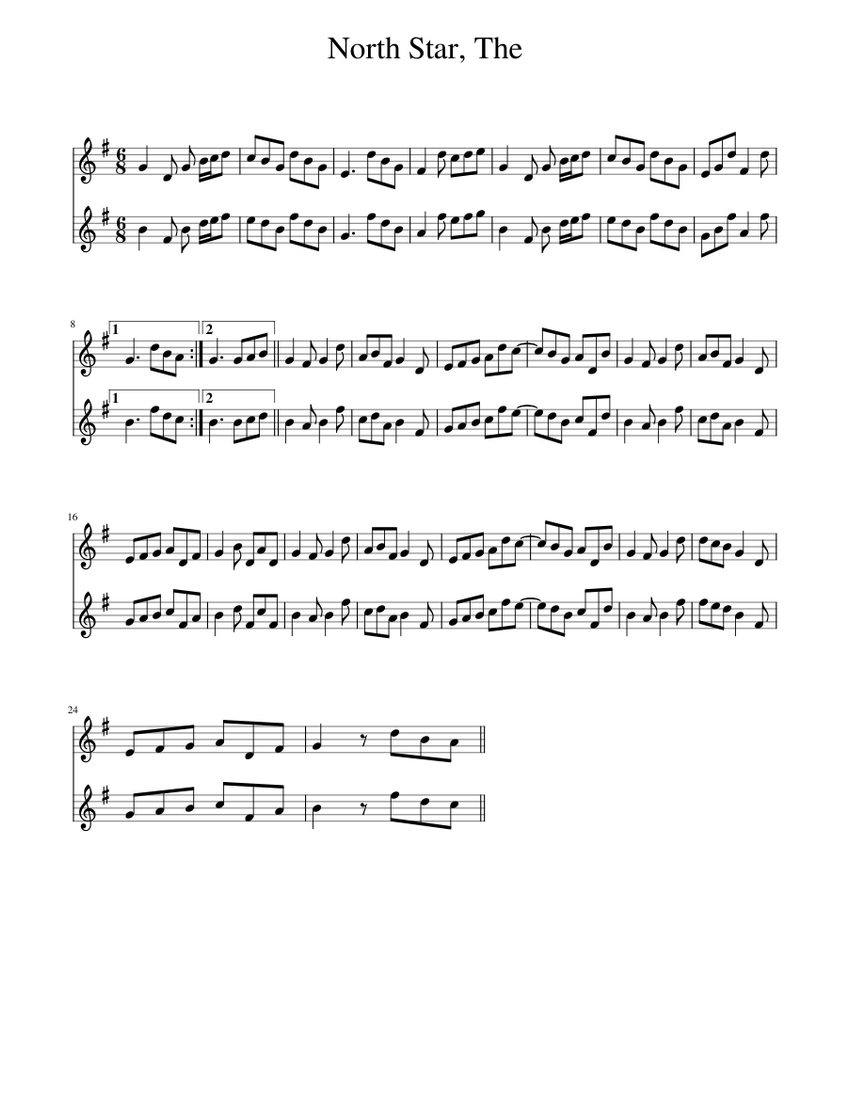 The North Star Sheet Music for Piano (Piano Duo) | MuseScore.com