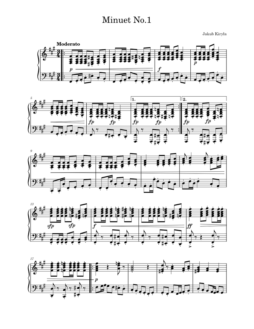 Minuet No.1 Sheet music for Piano (Solo) | Musescore.com