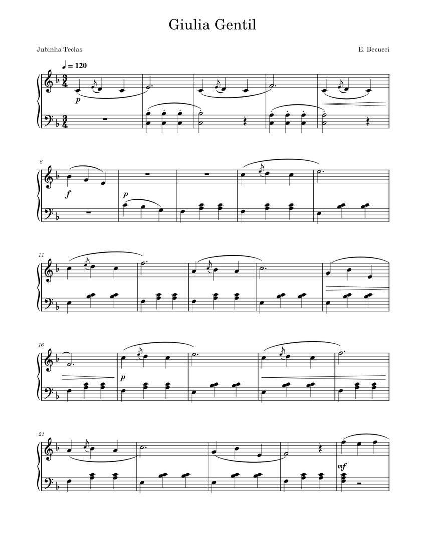 Giulia Gentil Sheet music for Piano (Solo) | Musescore.com