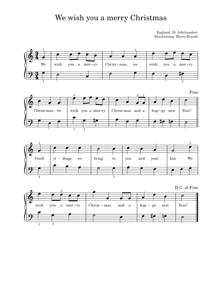 We wish you a merry christmas – Misc Christmas Sheet music for Piano ...