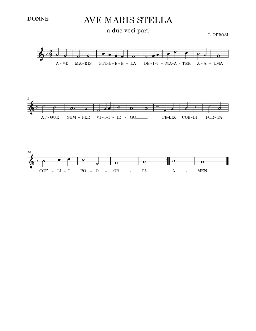 Ave maris stella – Lorenzo Perosi AVE MARIS STELLA - DONNE - piano tutorial