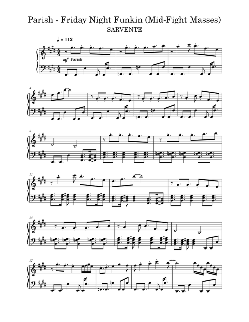 Parish - Friday Night Funkin (Mid-Fight Masses) Sheet Music for Piano ...