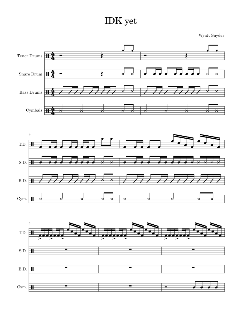 IDK yet Sheet music for Snare drum, Crash, Tenor drum, Bass drum (Drum ...