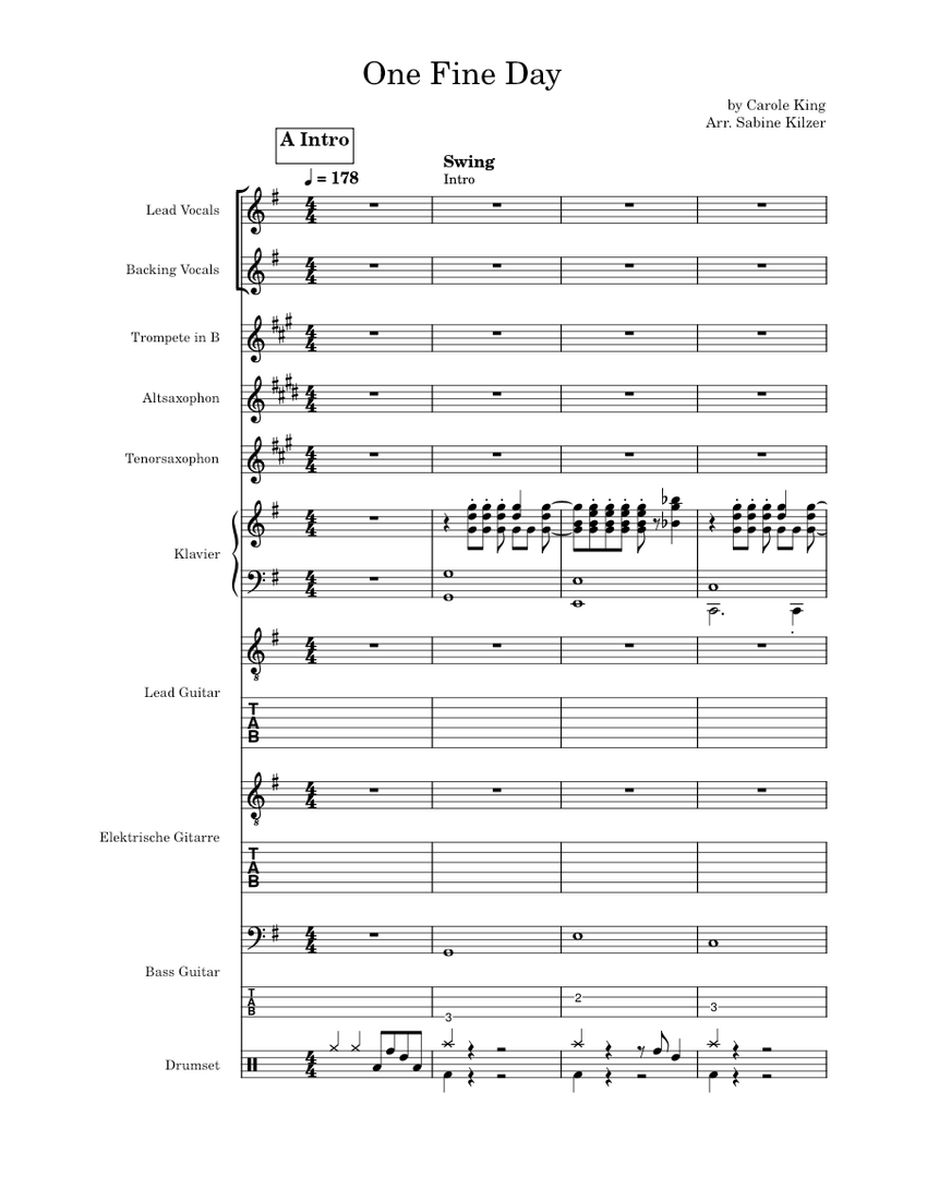 One fine day – Carole King Sheet Music and Tab with Chords for Piano ...