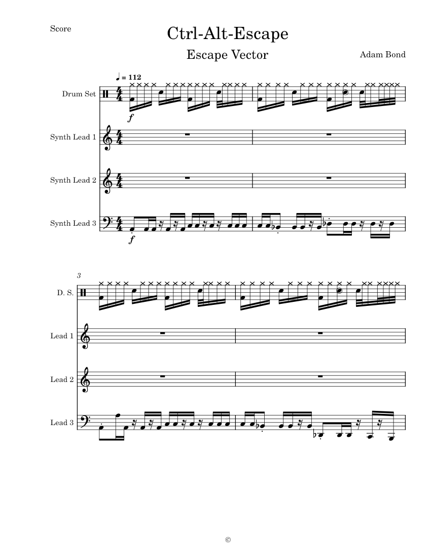 Ctrl-Alt-Escape (Escape Vector - FunOrb) - Transcribed Score Sheet music for Piano, Drum group ...