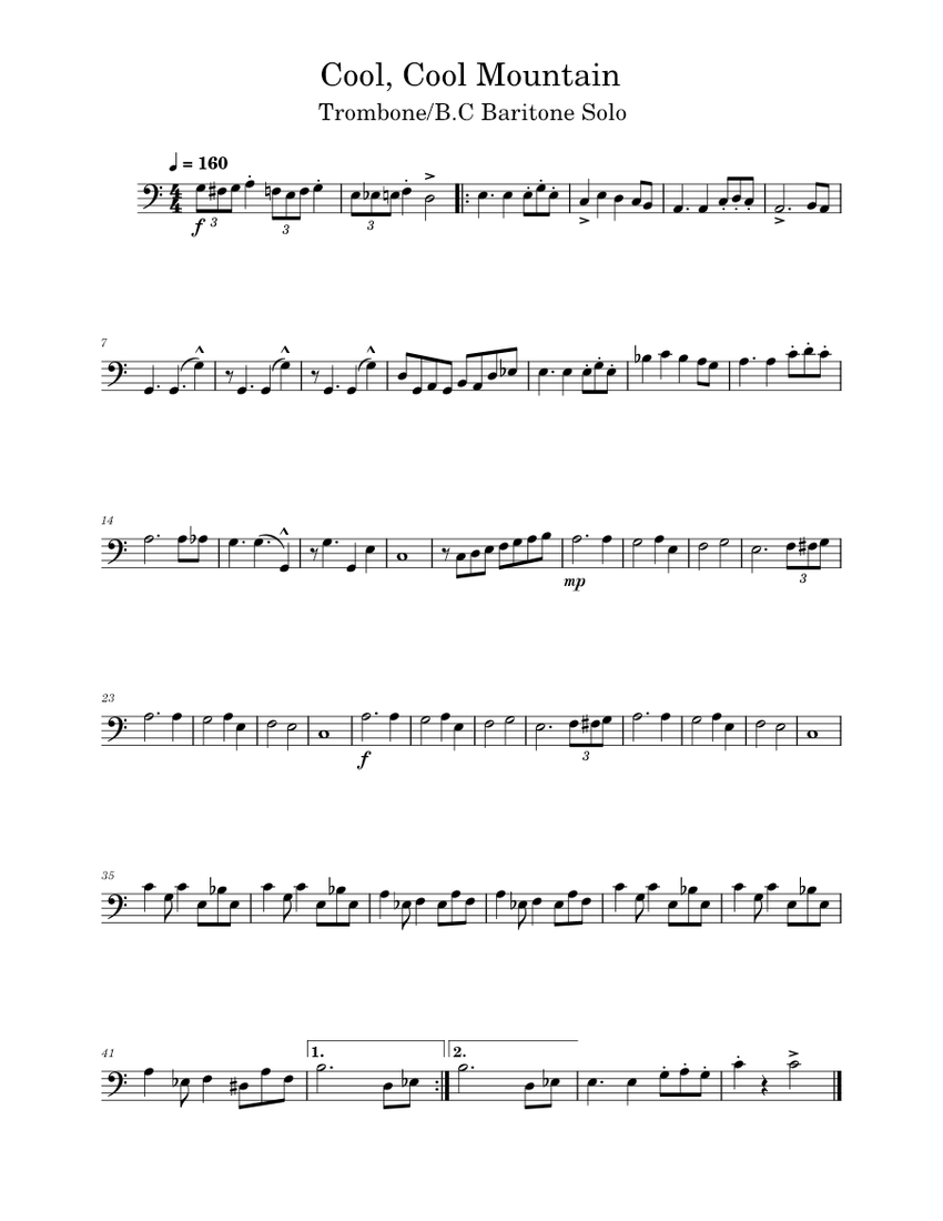 SM64: Cool, Cool Mountain - Trombone/Euphonium Solo Sheet Music for ...