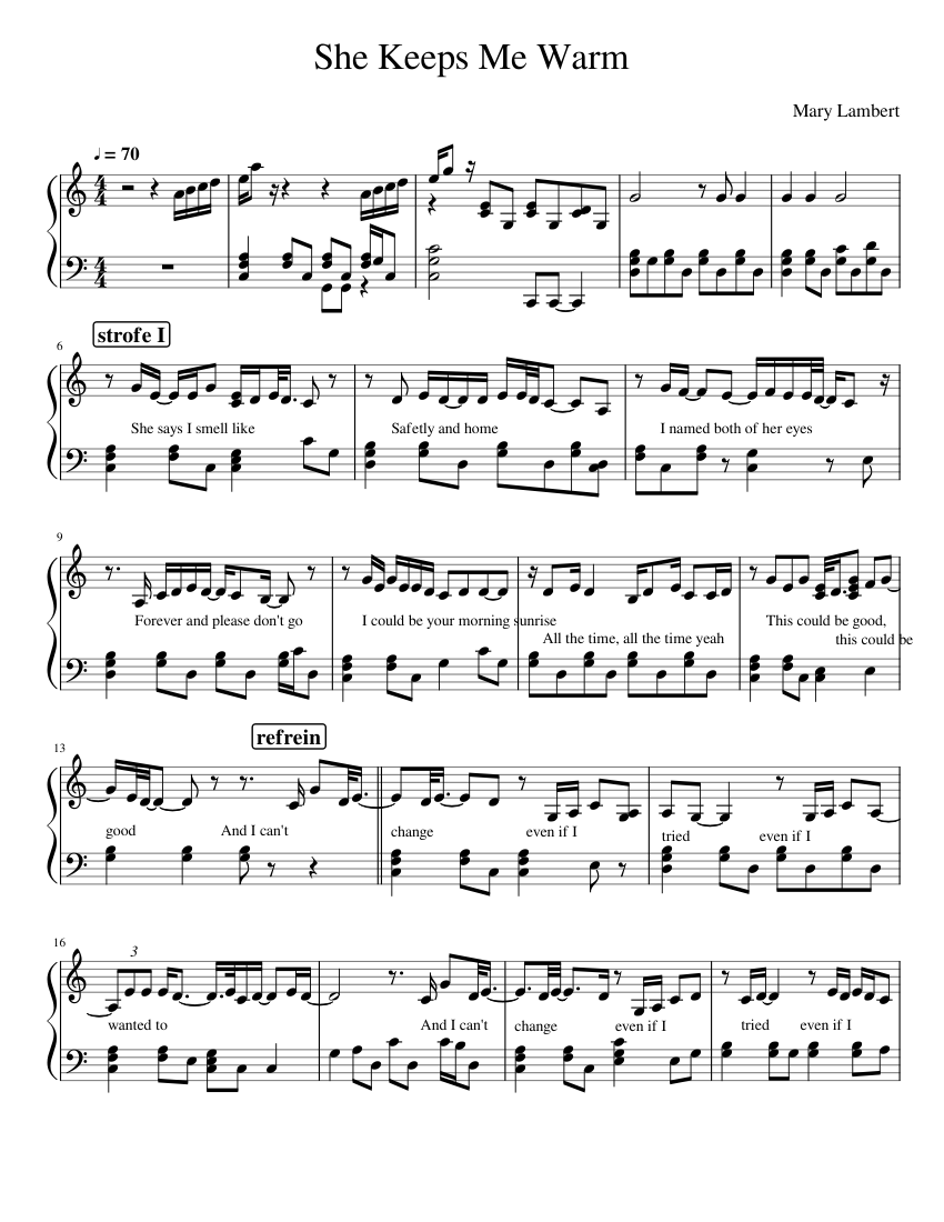 She_Keeps_Me_Warm Sheet Music for Piano (Solo) | MuseScore.com