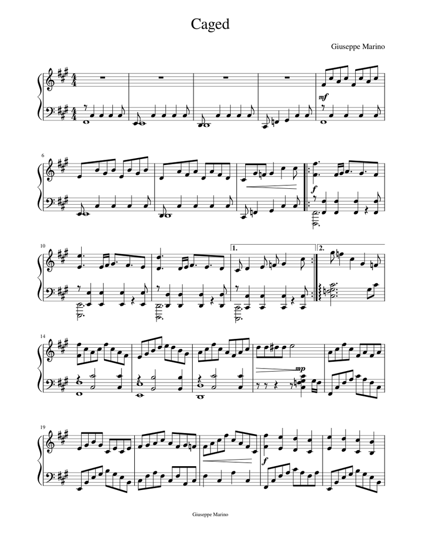 Caged Sheet music for Piano (Solo) | Musescore.com