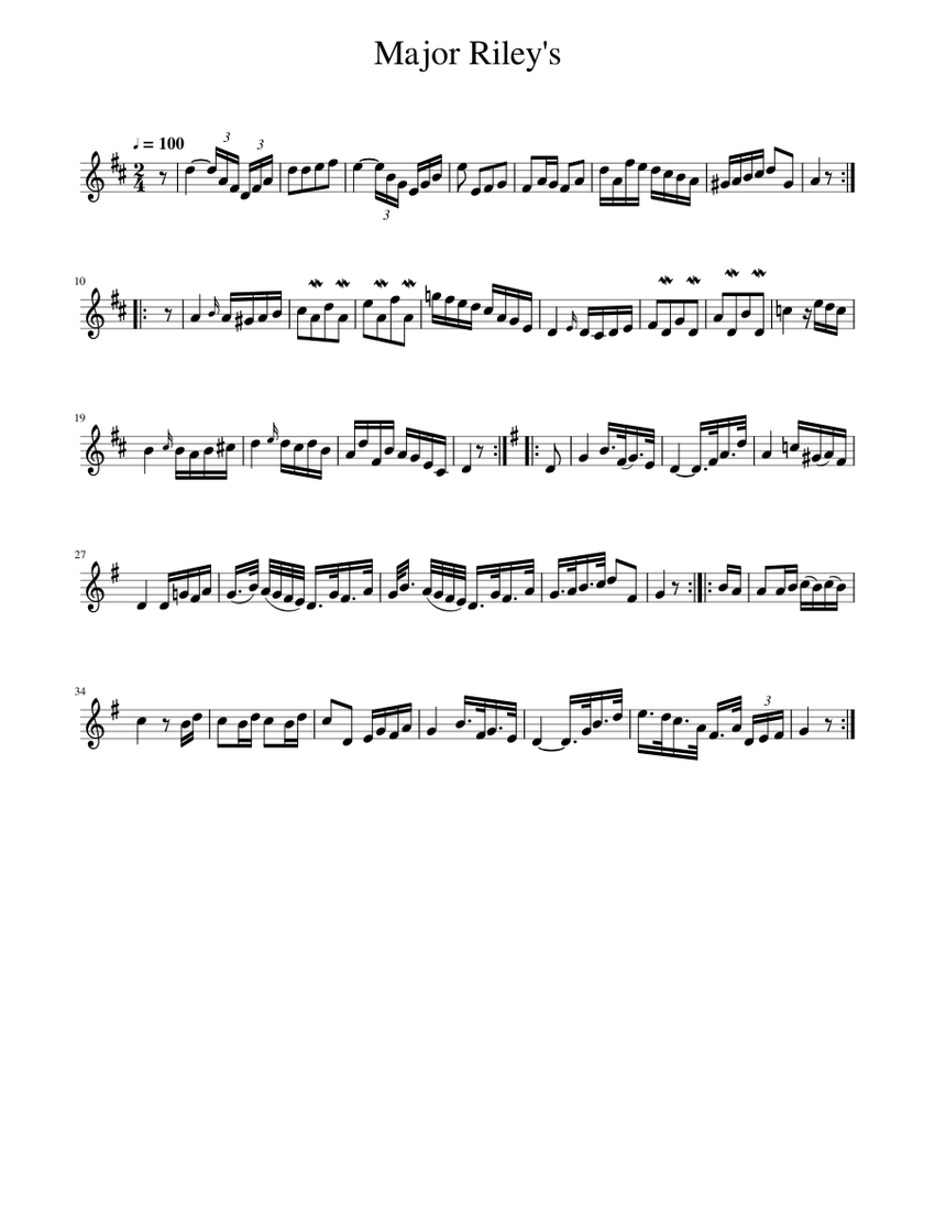 Major Riley's Sheet music for Flute piccolo (Solo) | Musescore.com