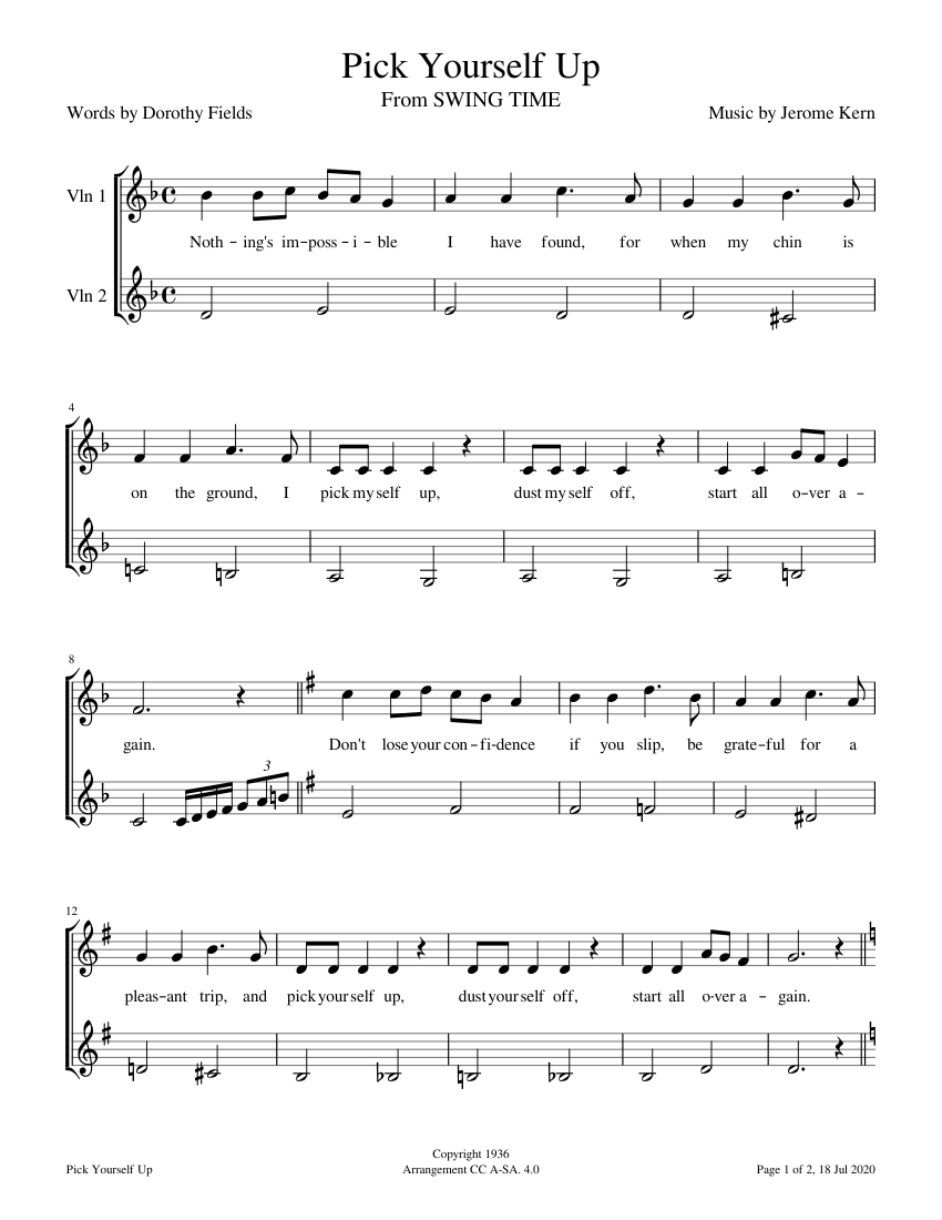 Pick Yourself Up Sheet music for Violin (String Duet) | Musescore.com