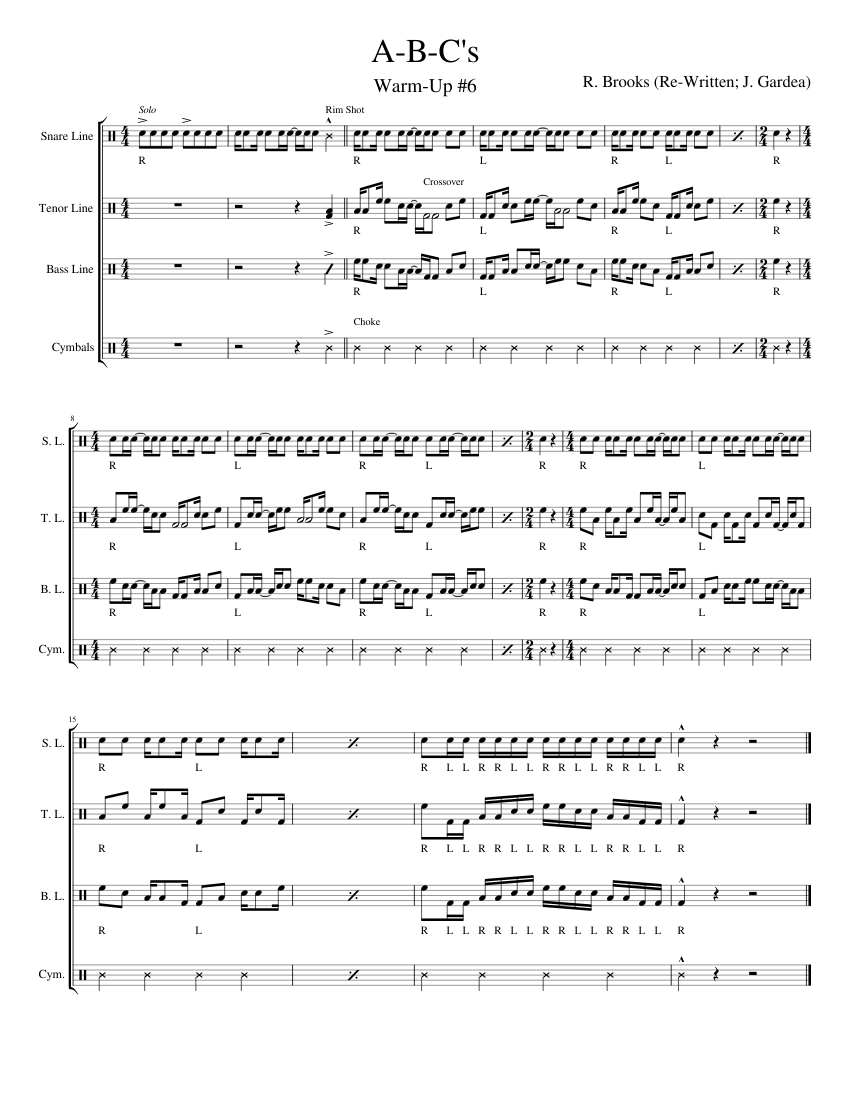 A-B-C's (Progressive Drumline Exercises) - C.H.S.M.B.T. Drumline Sheet ...
