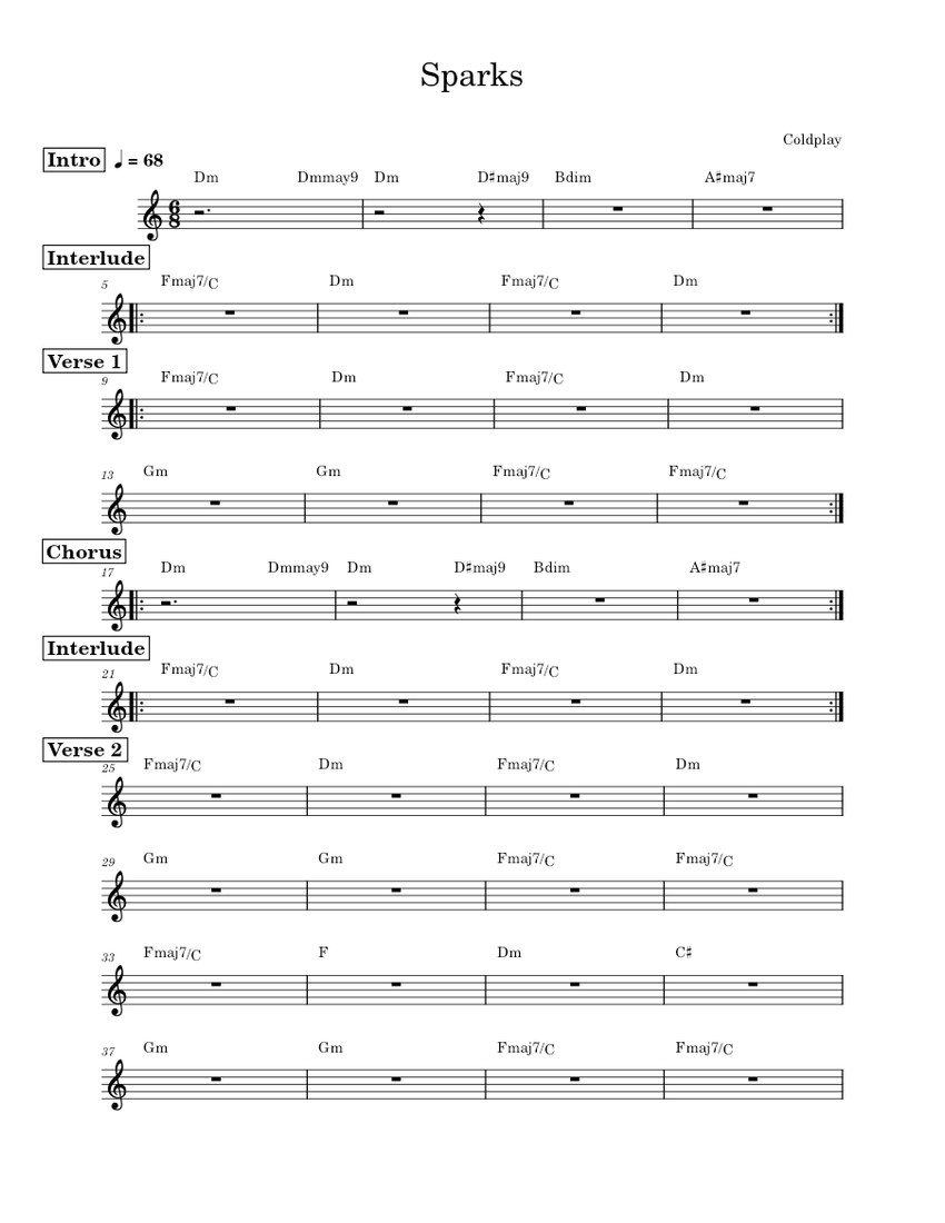 Sparks – Coldplay Sparks Sheet Music with Chords for Piano (Solo) easy ...