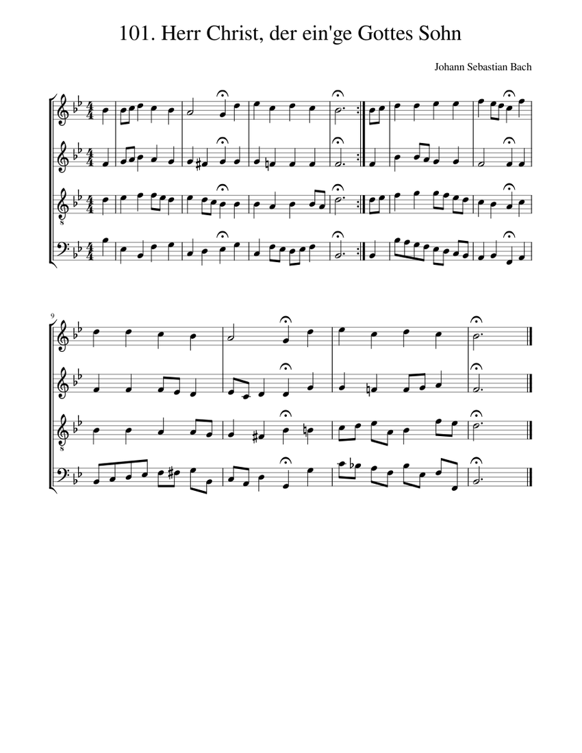Johann Sebastian Bach - 101. Herr Christ, der ein'ge Gottes Sohn Sheet ...