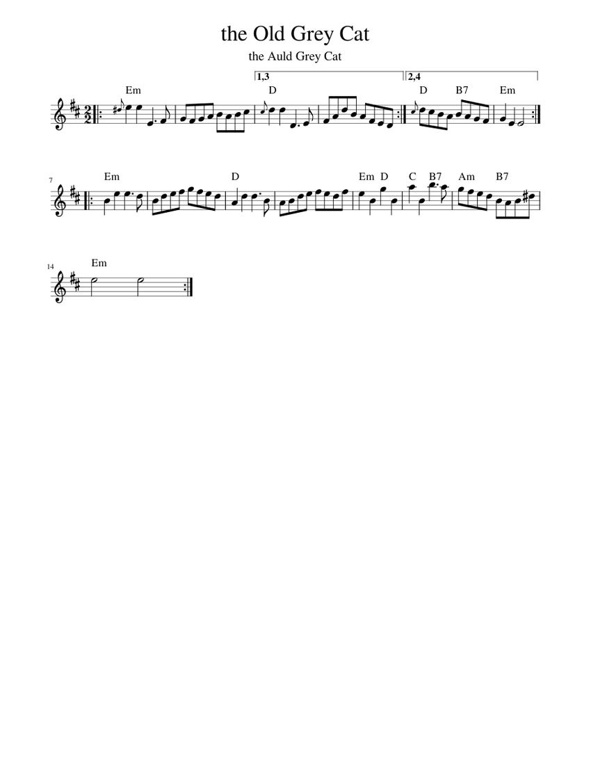 the Old Grey Cat Sheet music for Piano (Solo) Easy | Musescore.com
