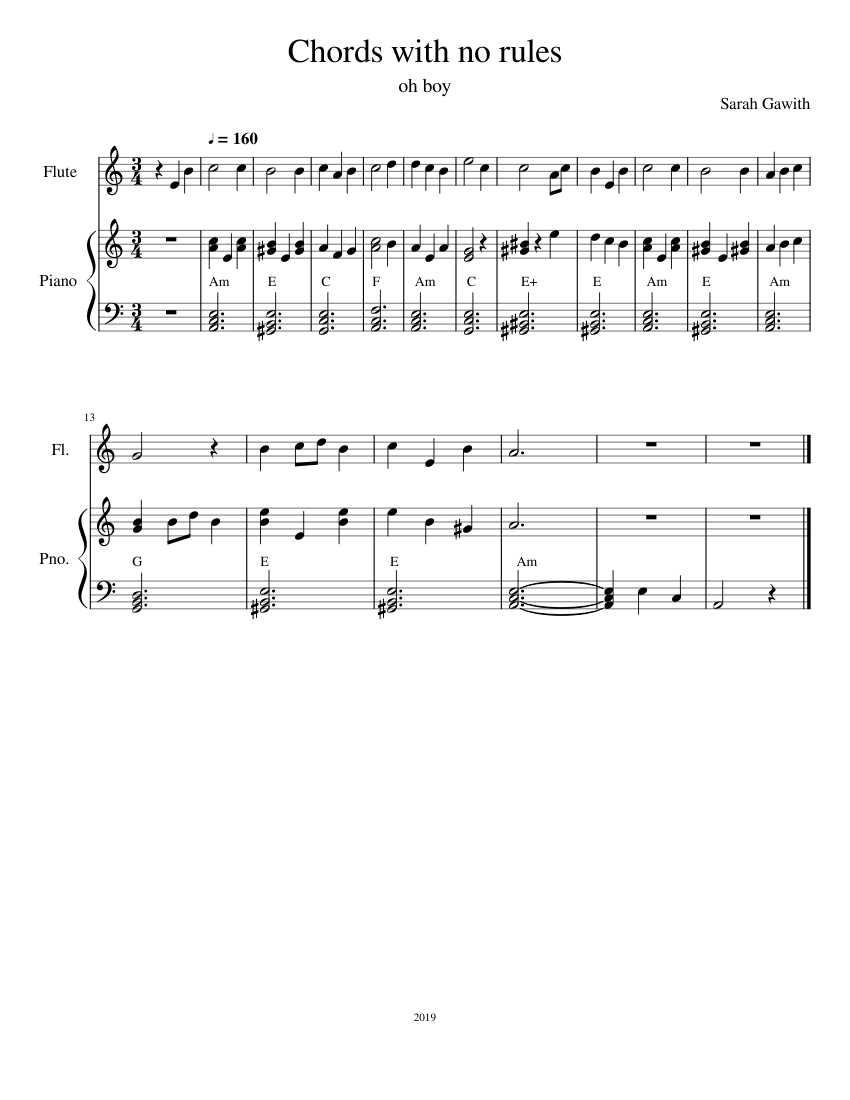 Chords with no rules Sheet music for Piano, Flute (Solo) | Musescore.com