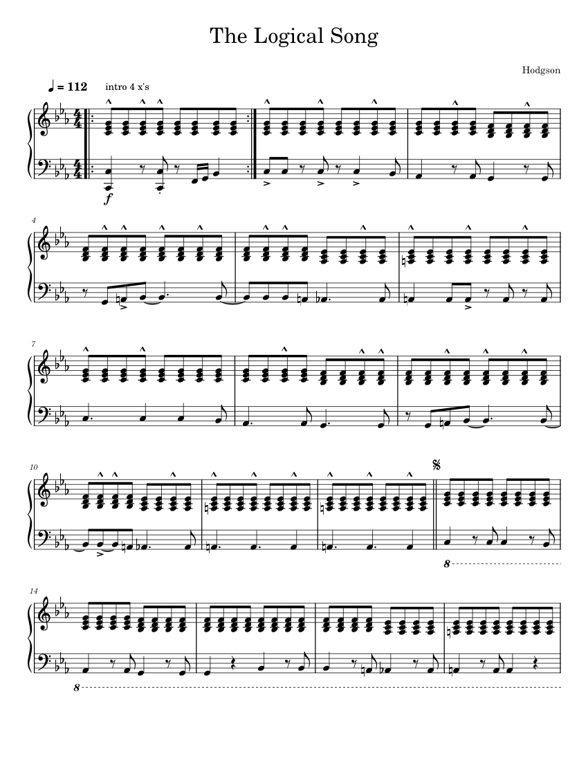 Logical song – Supertramp Logical Song correction partielle Sheet music ...
