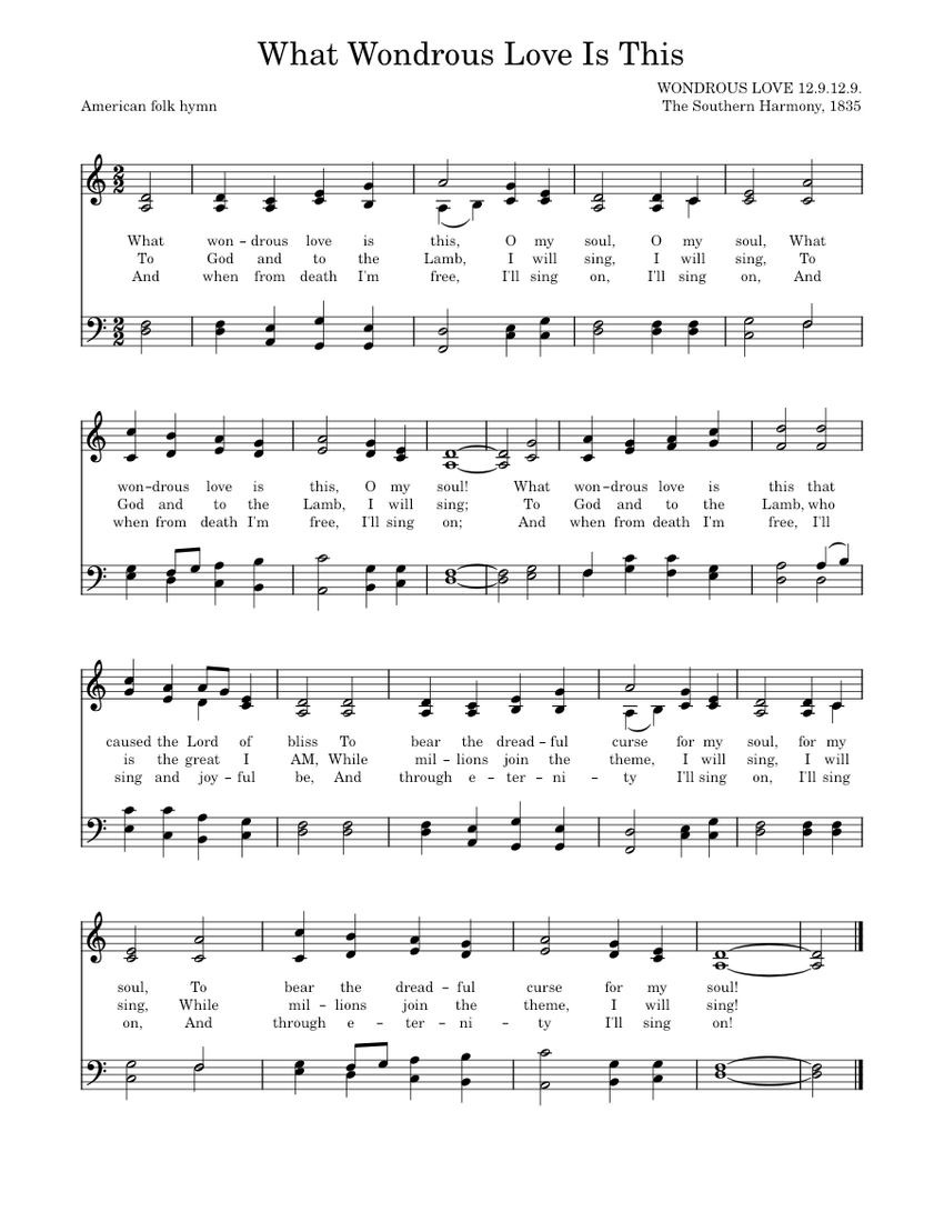 TH 261 What Wondrous Love Is This Sheet Music for Piano (Choral ...