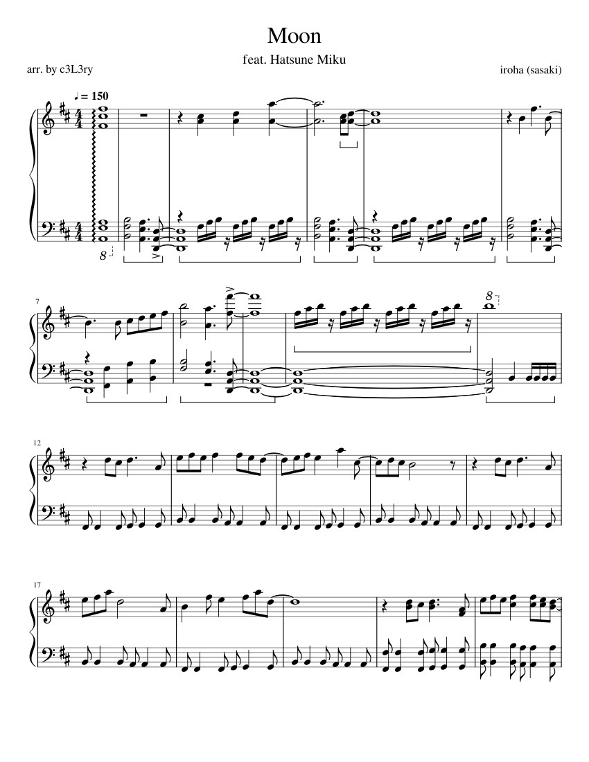 moon - Iroha(Sasaki) || Piano Sheet Music Sheet Music for Piano (Solo ...