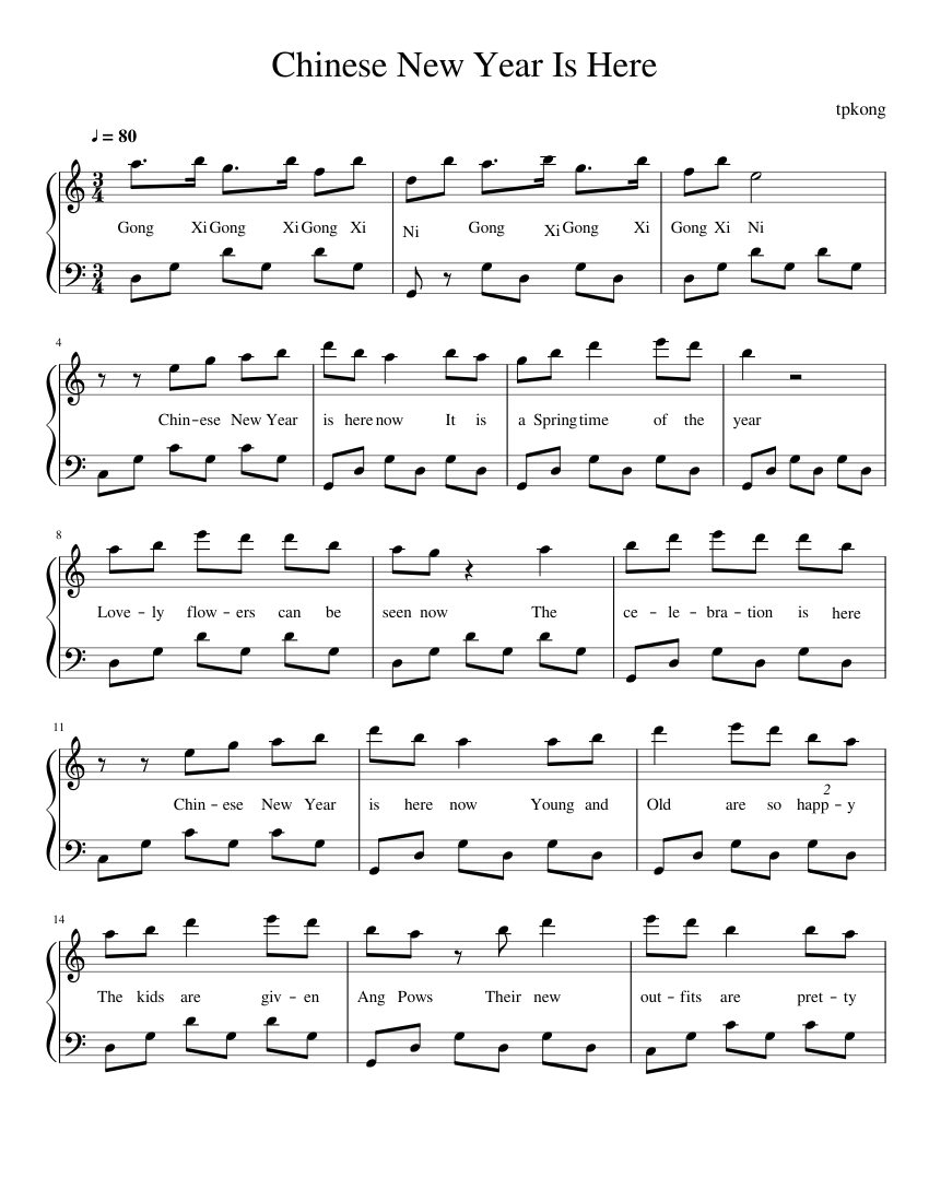 Chinese New Year Is Here Sheet music for Piano (Solo) Easy | Musescore.com