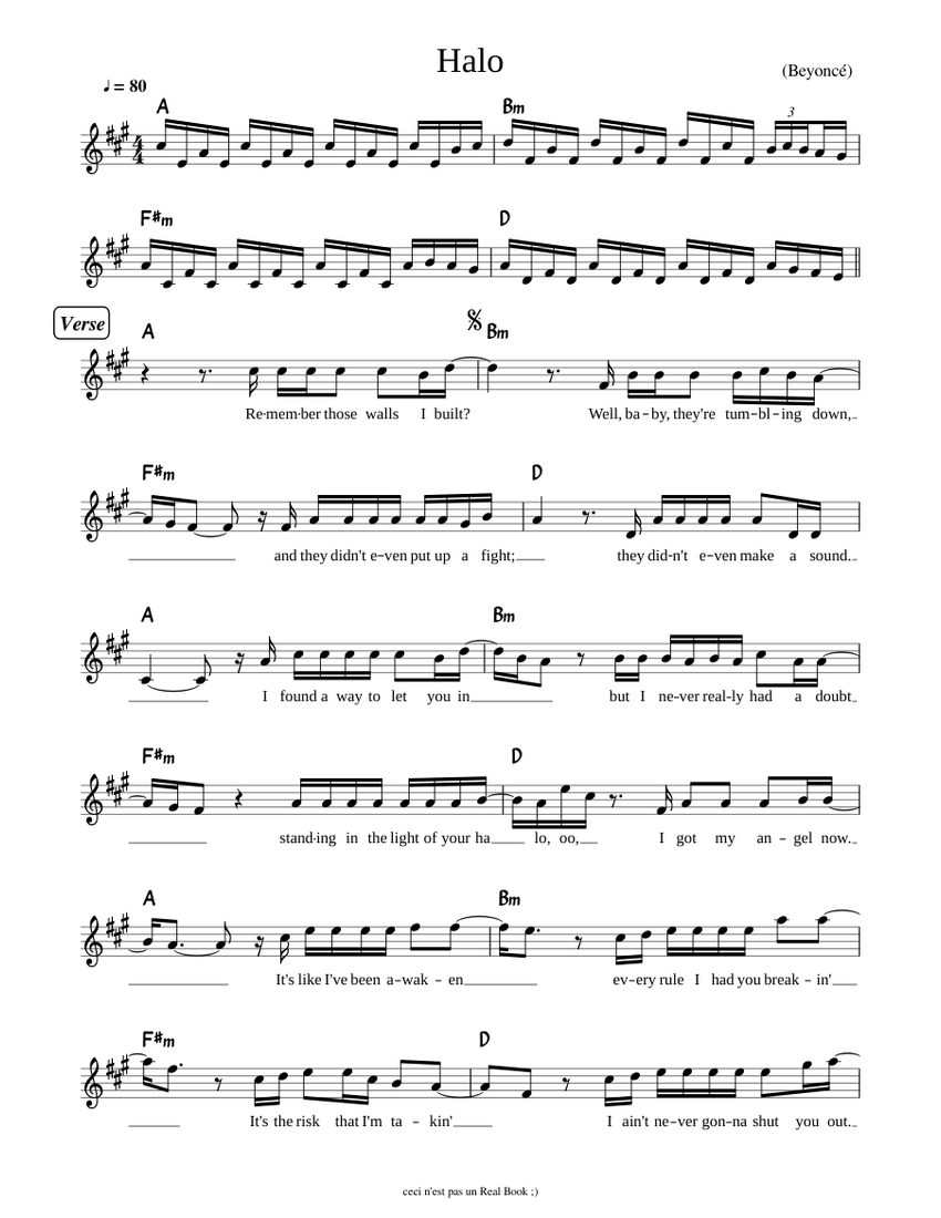Halo - Beyonce (Lead sheet) Sheet Music with Chords for Piano, Guitar ...