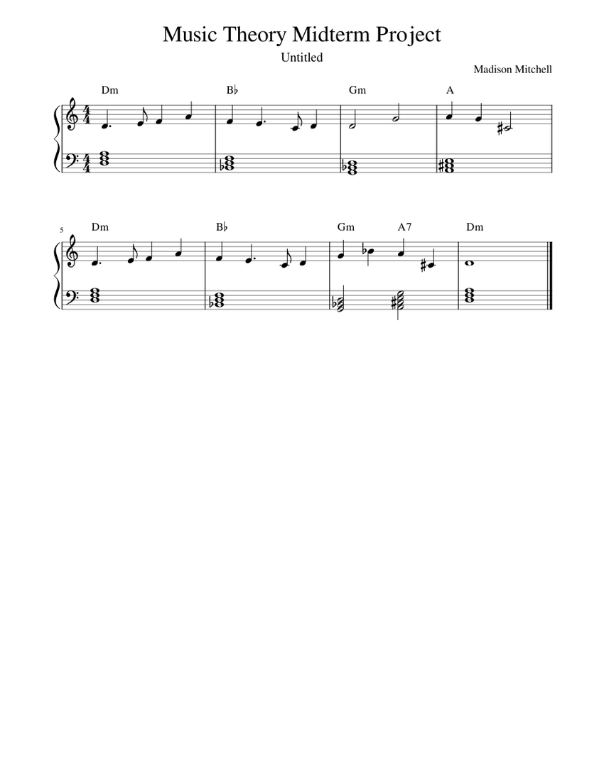 Music Theory Midterm Project Sheet music for Piano (Solo) | Musescore.com