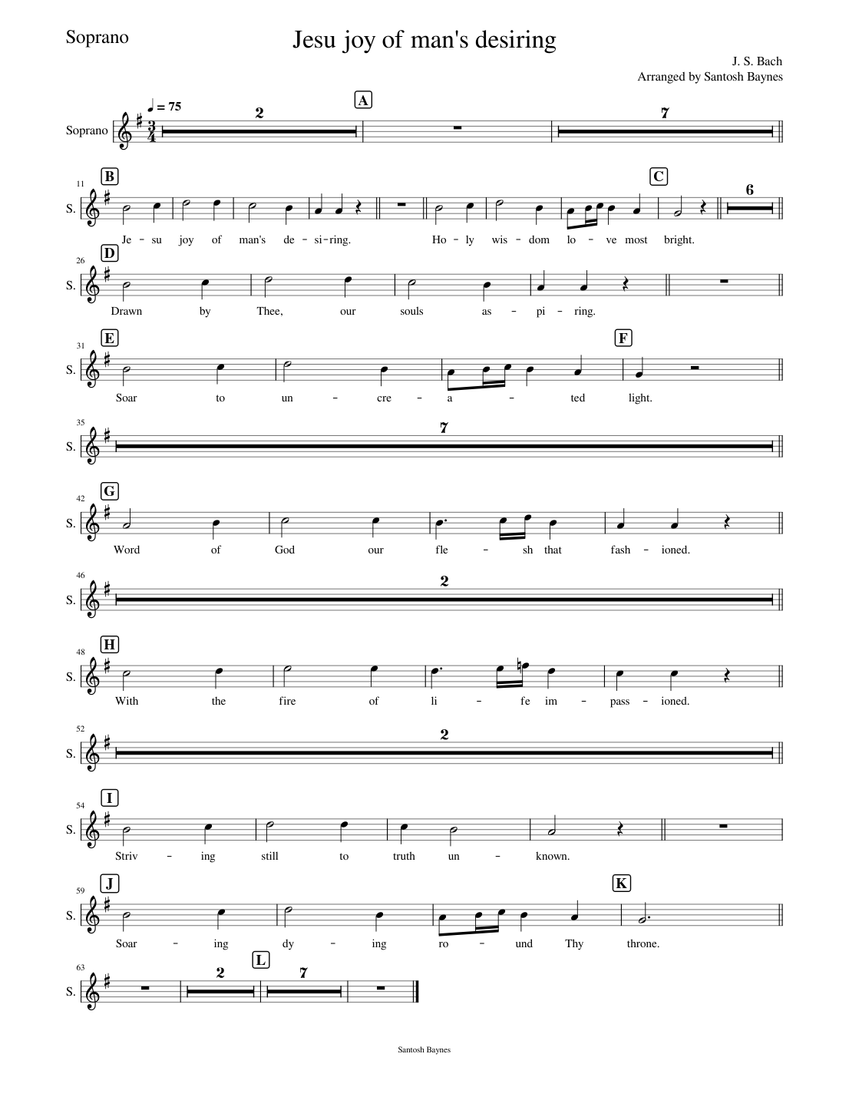 Jesu, Joy of Man's Desiring – Johann Sebastian Bach Sheet Music for ...