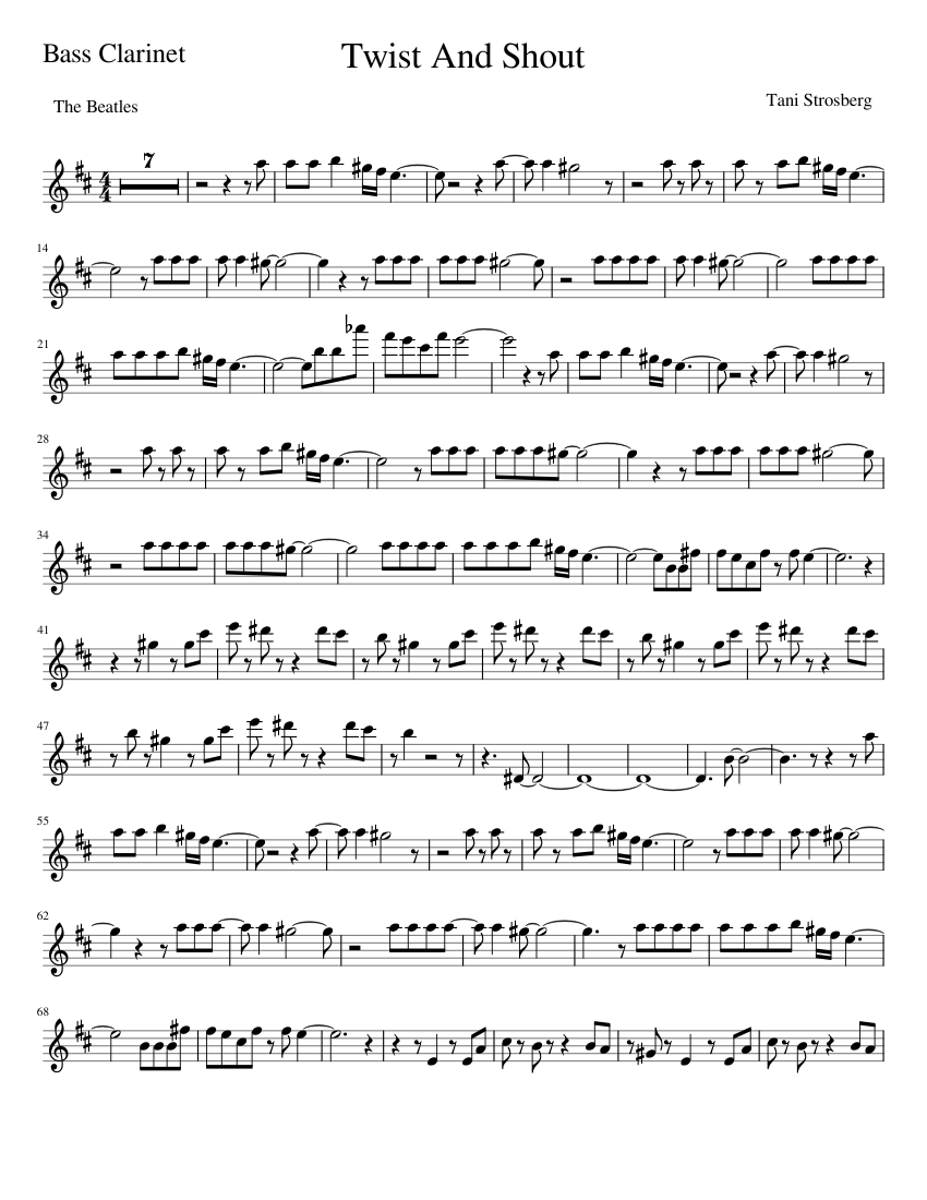 Twist And Shout Collab -FINAL Version -Bass Clarinet Sheet Music for ...