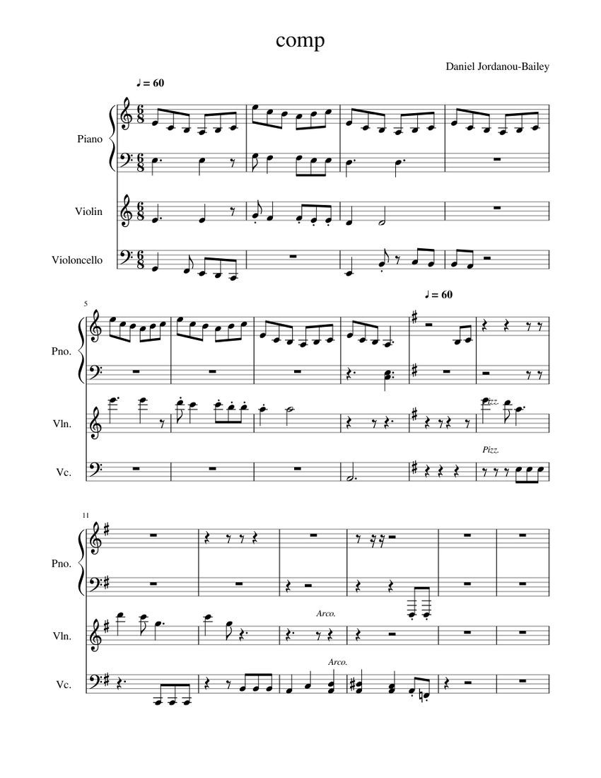 comp Sheet music for Piano, Violin, Cello (Mixed Ensemble) | Musescore.com