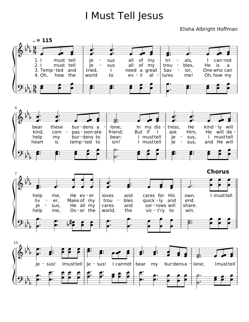 I Must Tell Jesus Sheet music for Piano (Solo) Easy | Musescore.com
