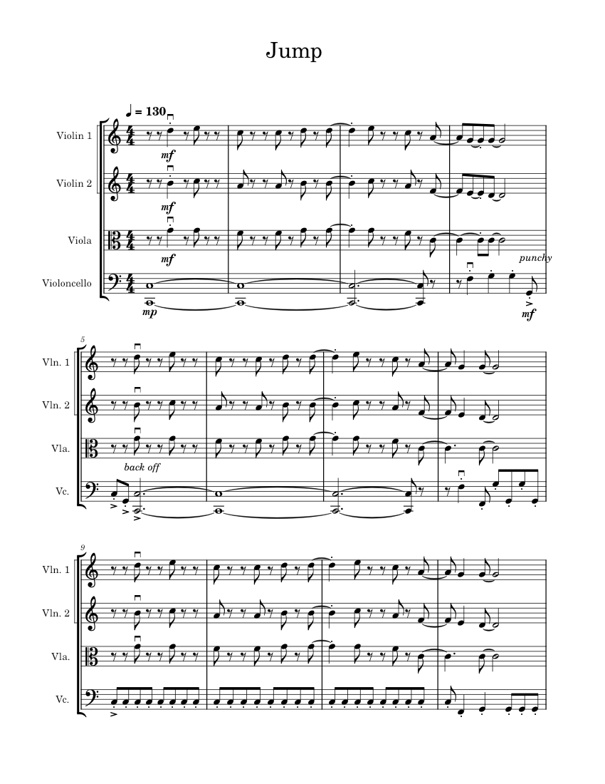 Jump – Van Halen Jump Sheet Music for Violin, Viola, Cello (String ...
