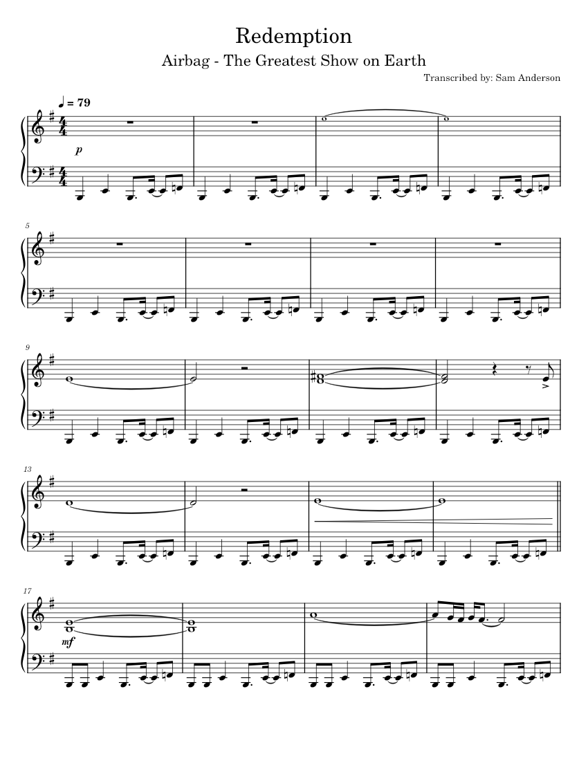 Redemption Sheet music for Piano (Solo) | Musescore.com