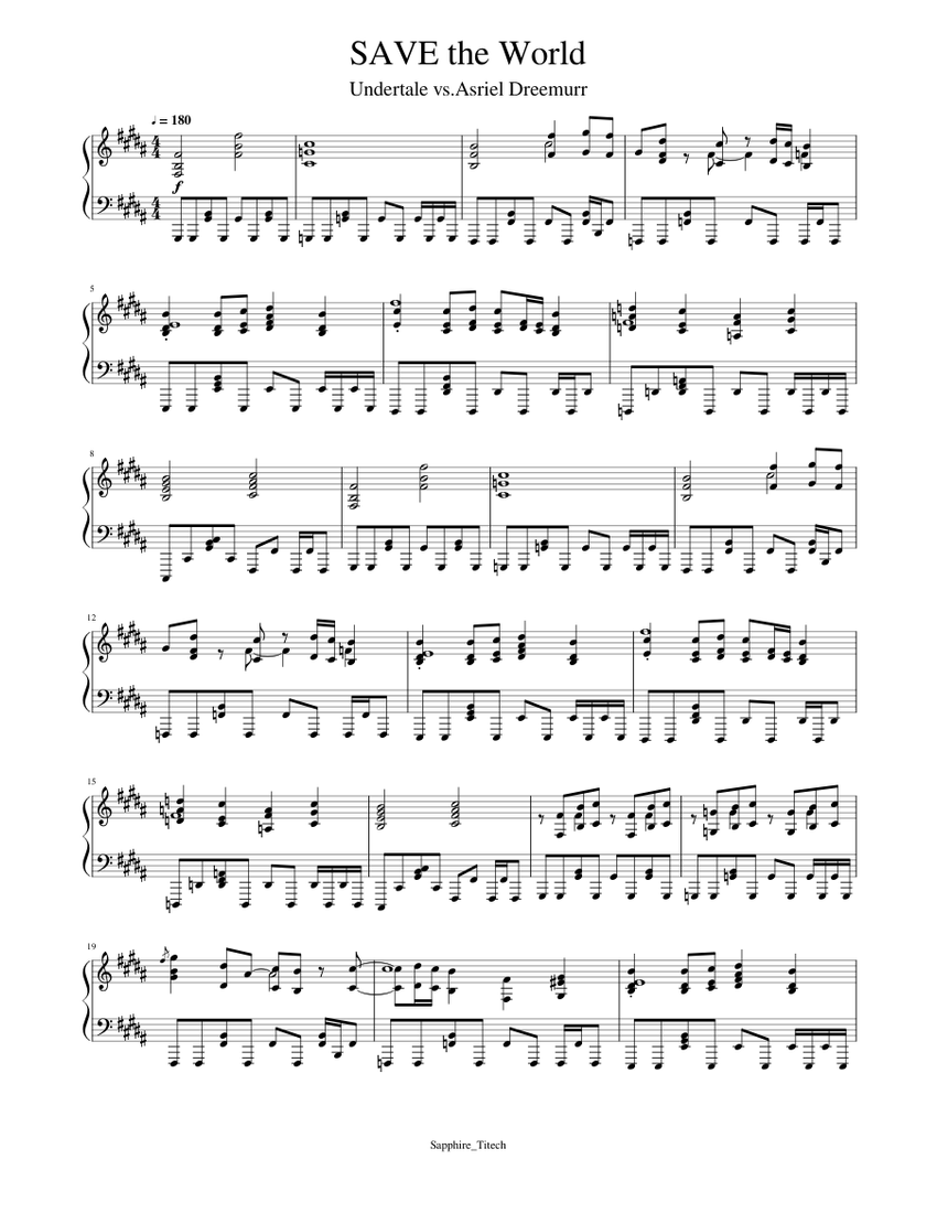 SAVE the World Sheet Music for Piano (Solo) | MuseScore.com