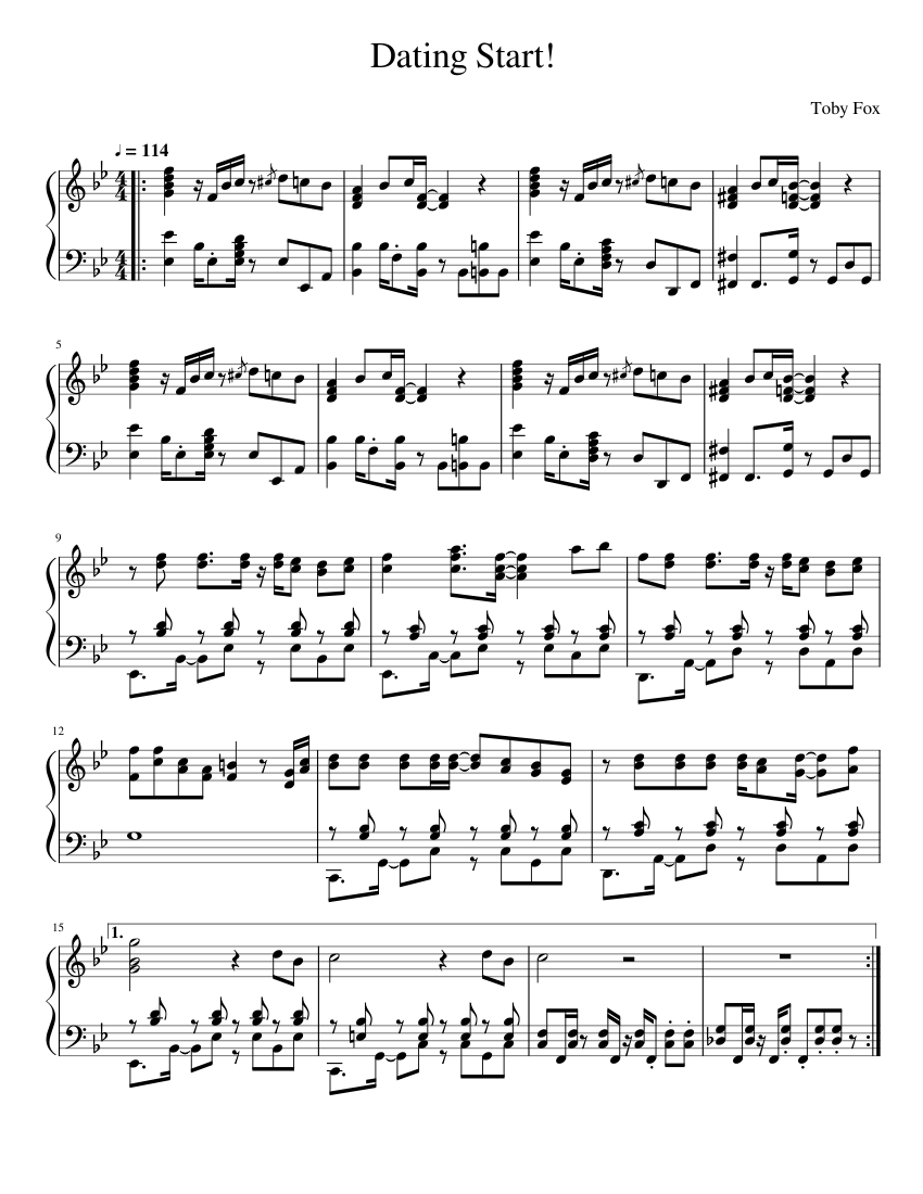 Dating Start! - Dating Tense! - Dating Fight! Sheet Music for Piano ...