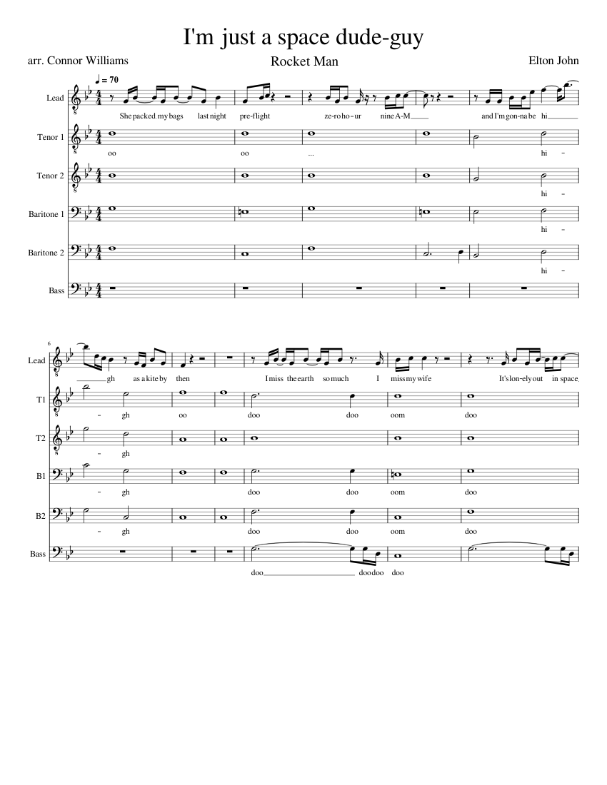 Rocket Man - Elton John Sheet music for Piano, Marimba (A Capella ...