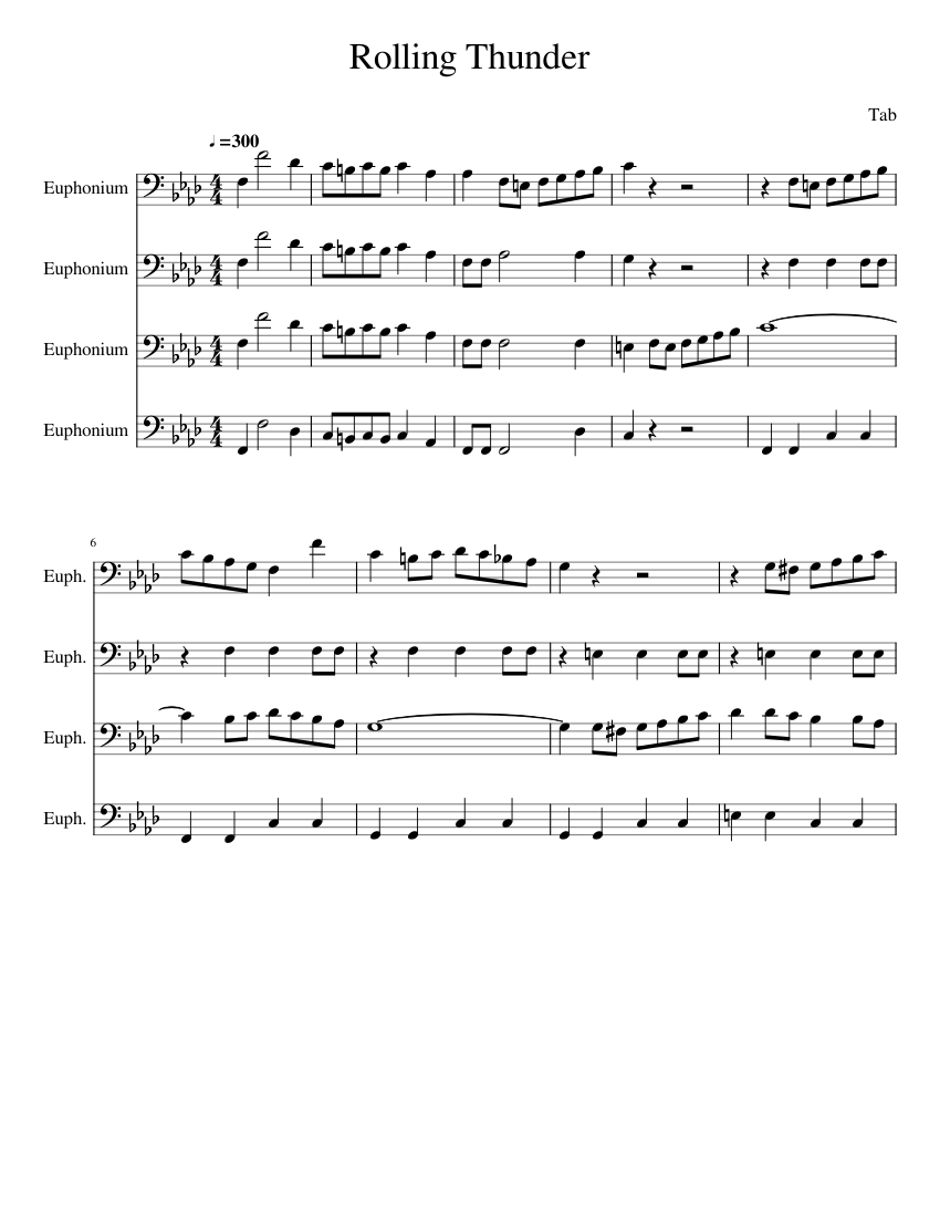 Rolling_Thunder Sheet Music for Euphonium (Mixed Quartet) | MuseScore.com