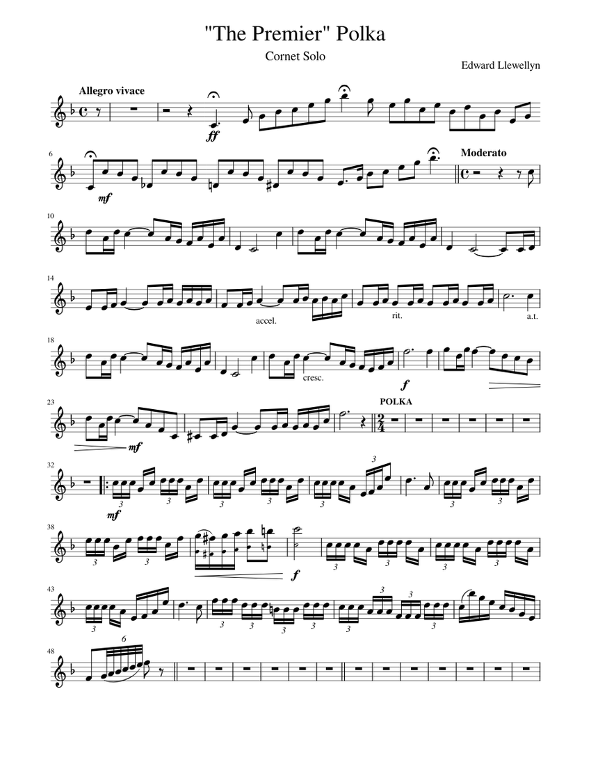 "The Premier" Polka Sheet Music for Cornet (Solo) | MuseScore.com