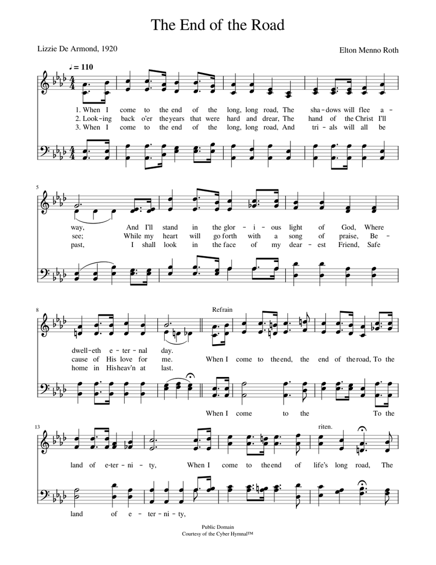 The end of the road - Elton M. Roth Sheet Music for Piano (Piano Duo ...