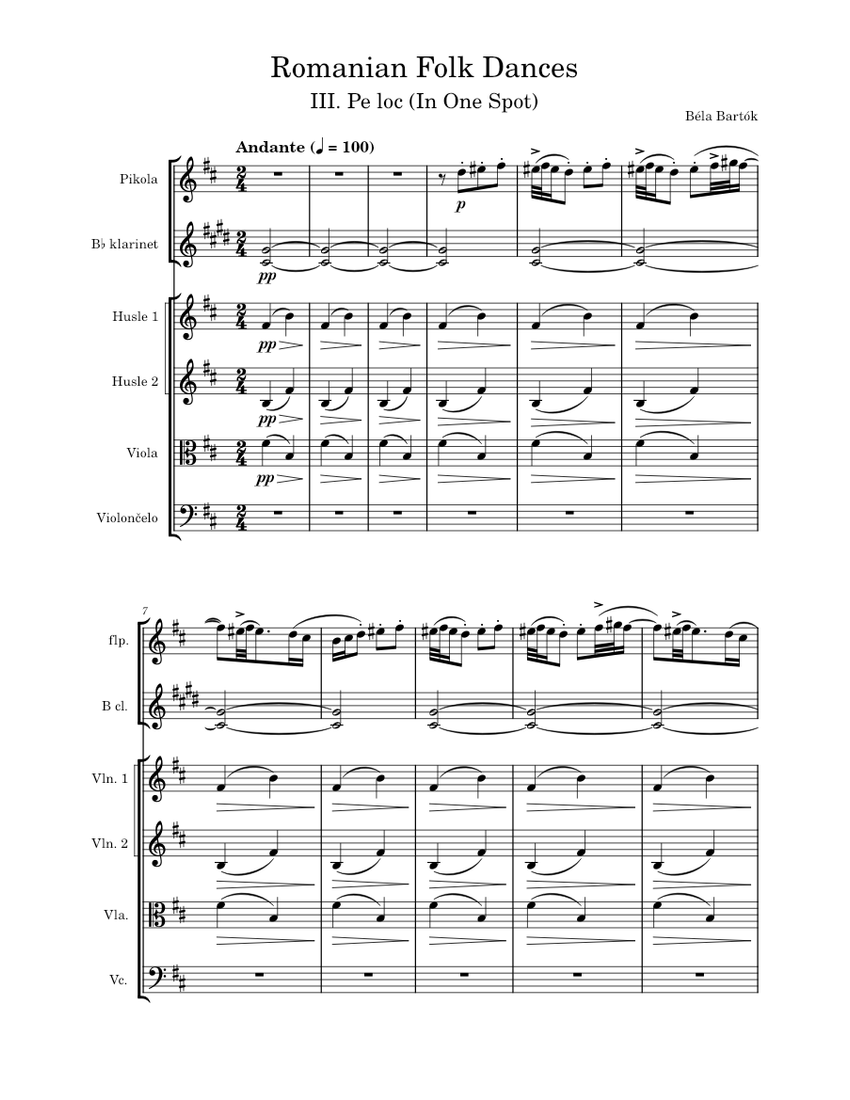 Romanian Folk Dances, III. Pe loc (In One Spot), Sz.68 – Béla Bartók ...