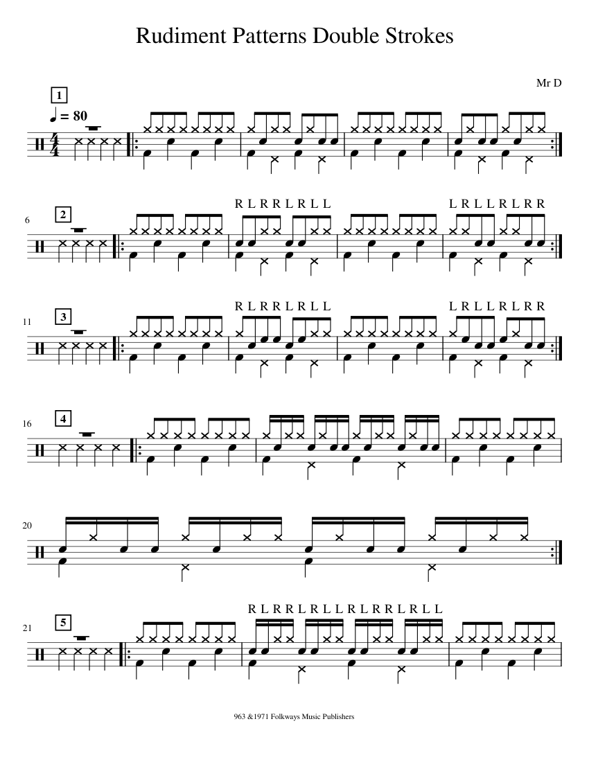 Snare-Hi Hat Rudiment Patterns - Single Paradiddles - piano tutorial
