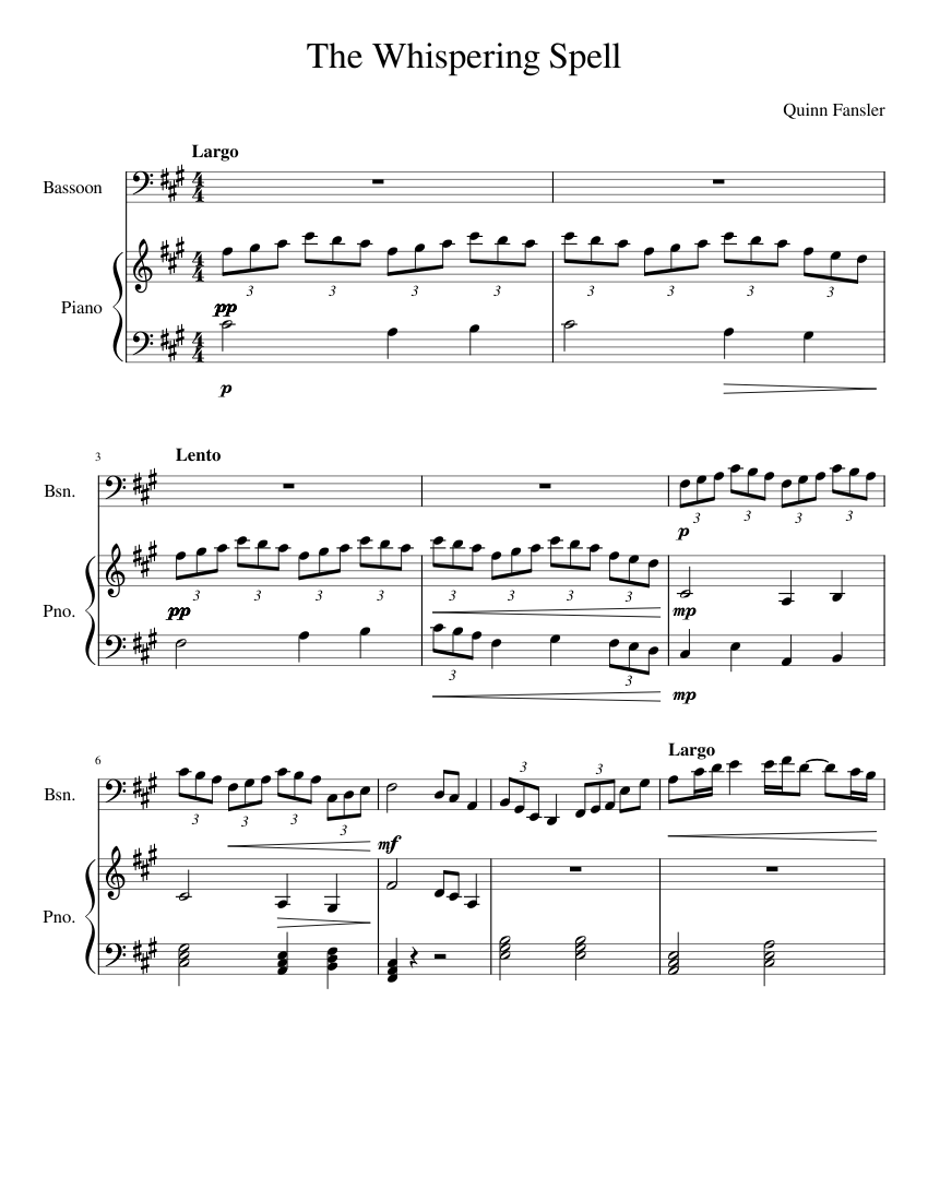 The Whispering Spell Sheet music for Piano, Bassoon (Solo) | Musescore.com