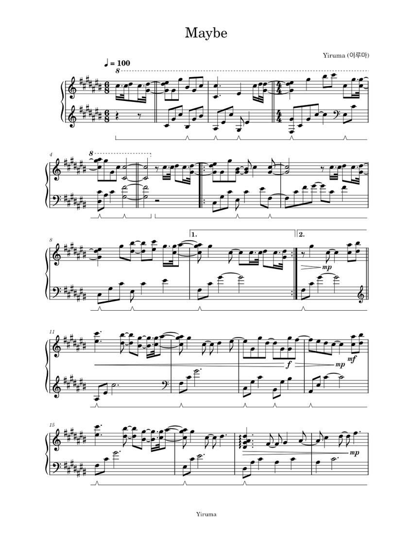 May Be – Yiruma Sheet music for Piano (Solo) | Musescore.com